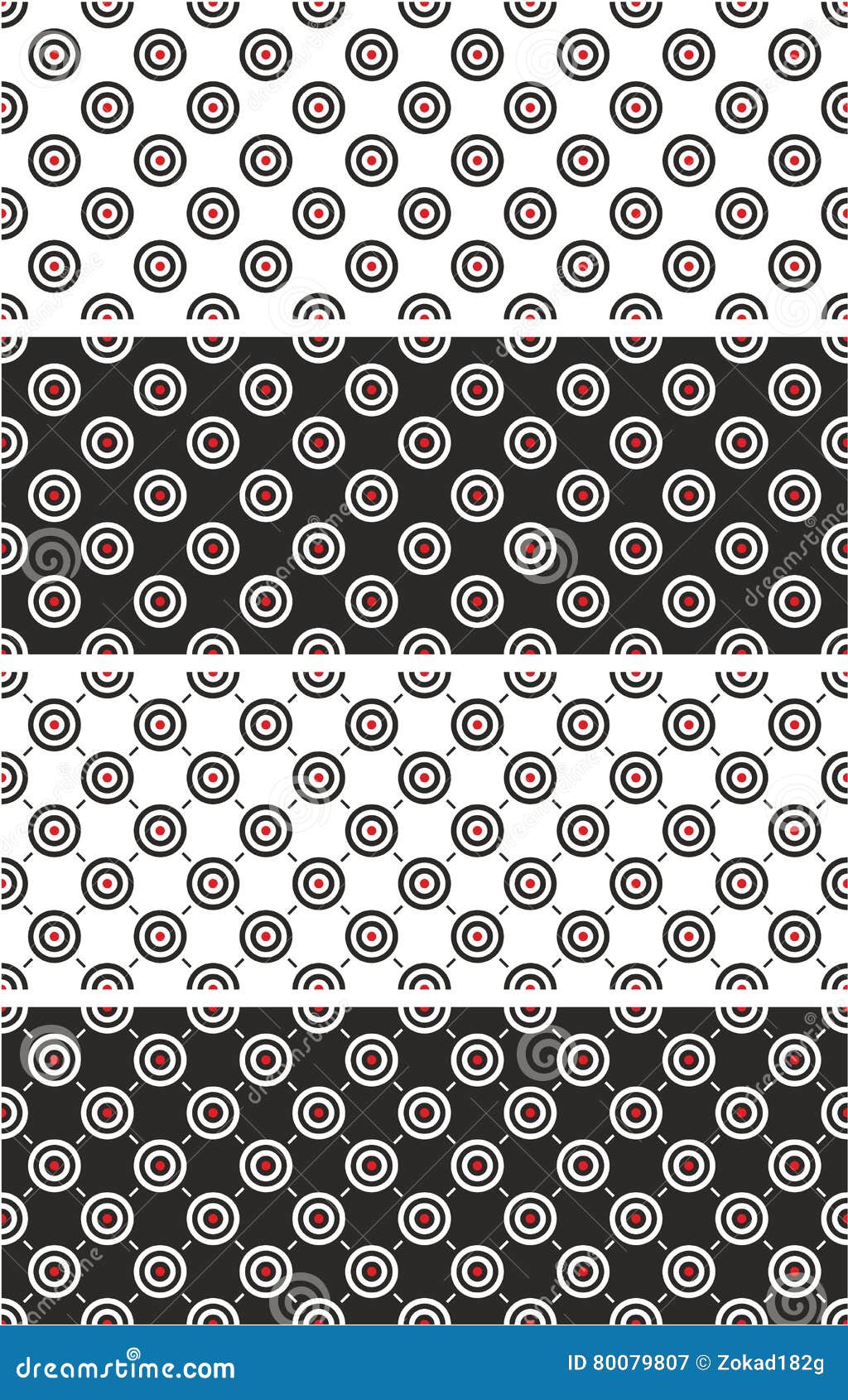 Red Bullseye Target Seamless Pattern Set Stock Vector - Illustration of ...