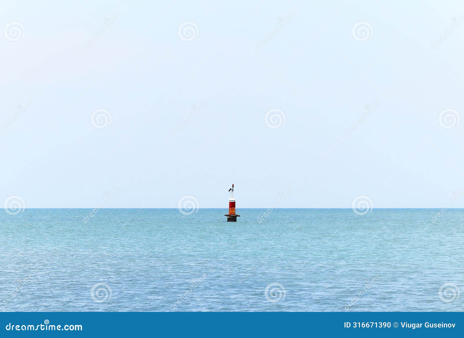 Red buoy on the blue sea stock photo. Image of buoy - 316671390