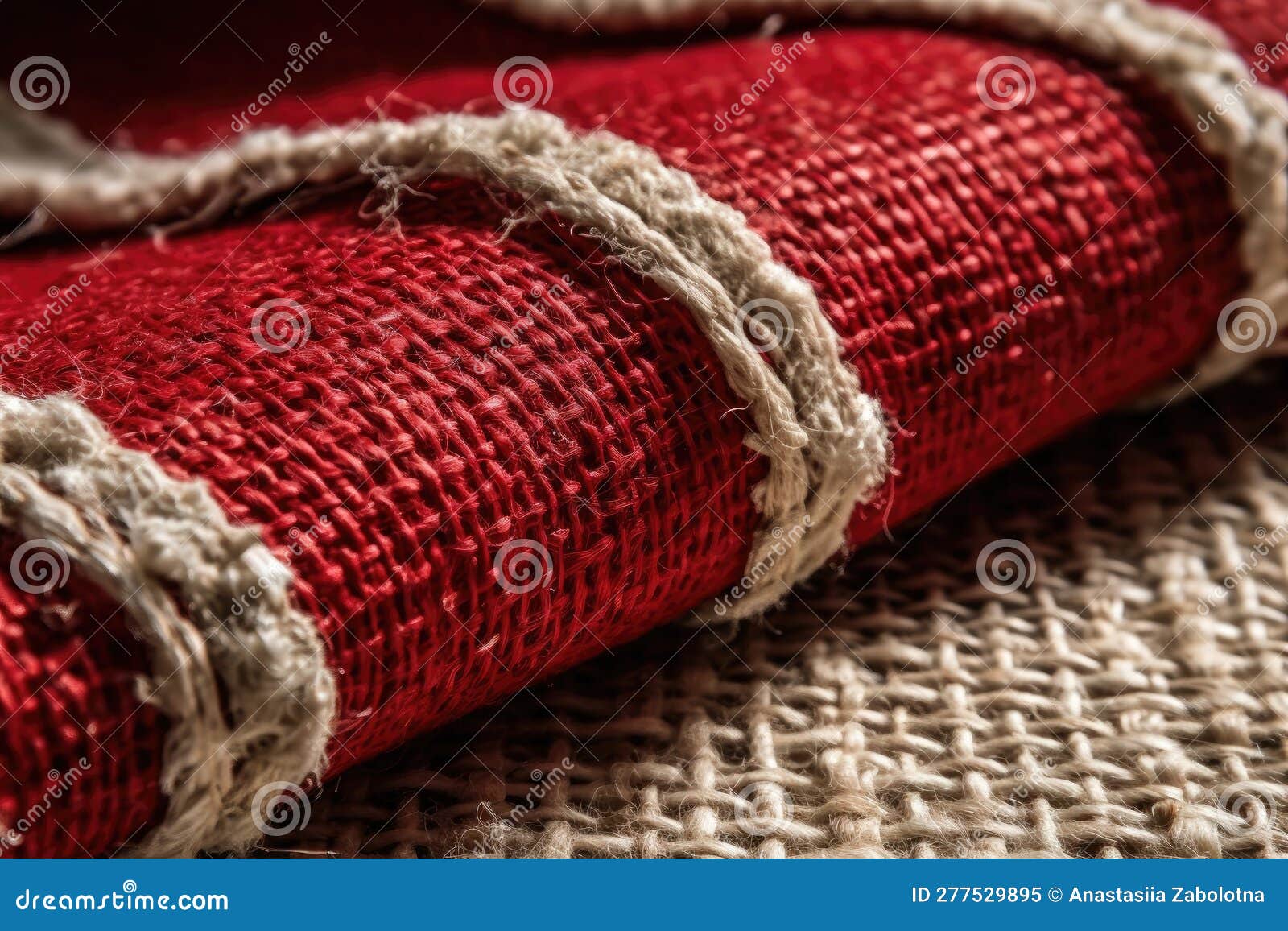 Red Burlap with White Trim Texture. Generative AI Stock Illustration ...