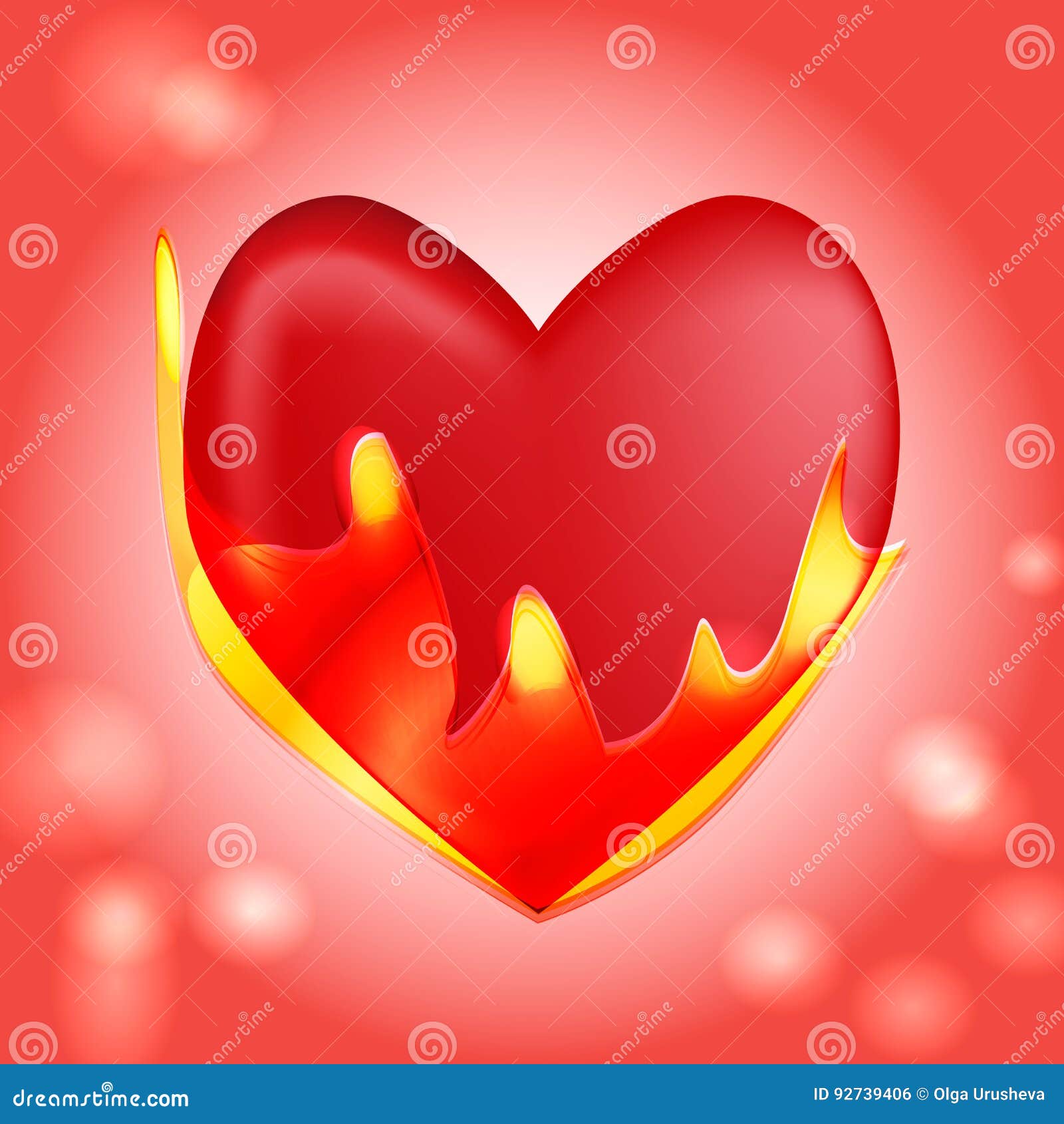 Red burning heart stock vector. Illustration of burning - 92739406
