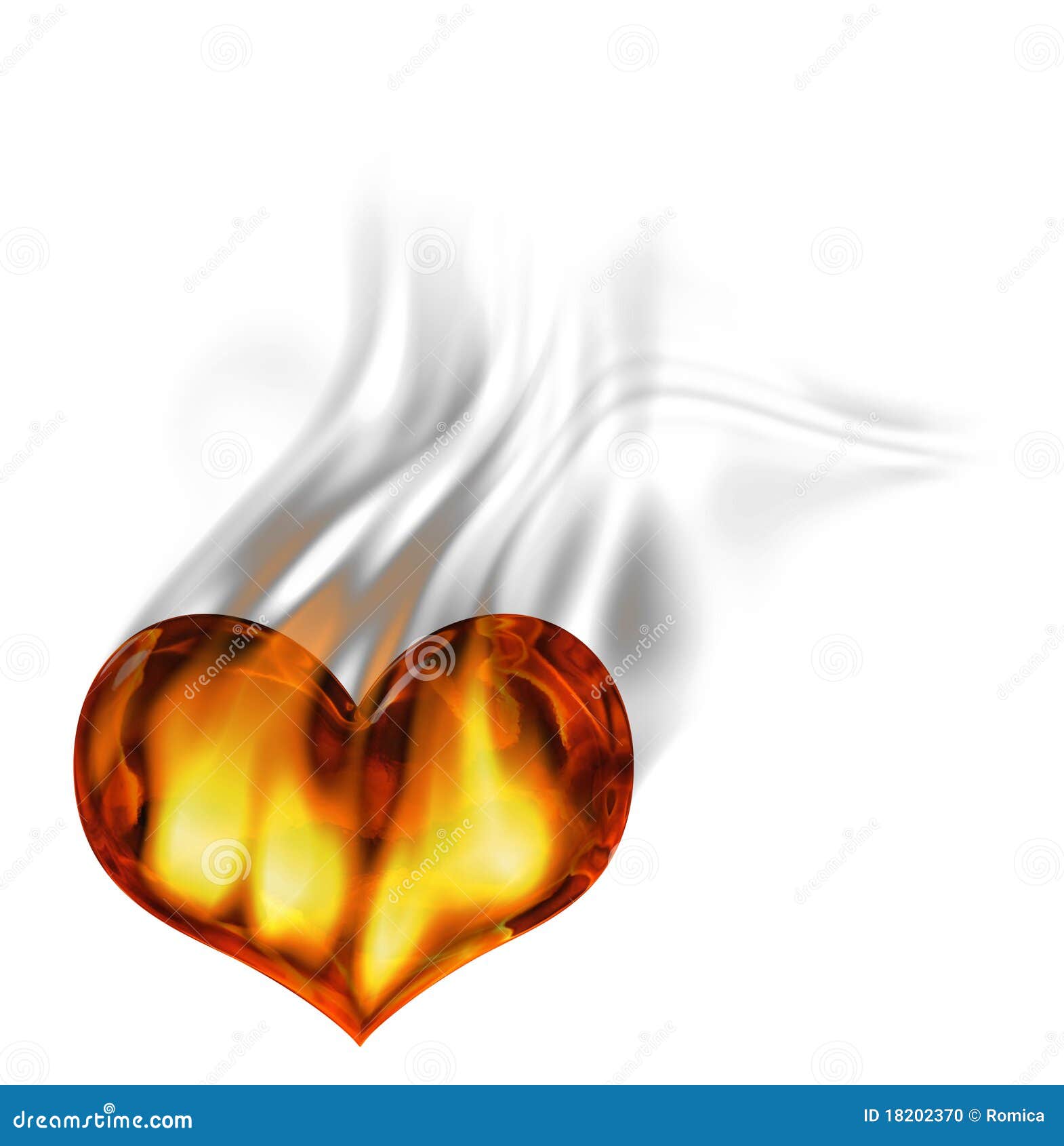 Burning Heart Flaming Heart On A White Background Concept Of The ...