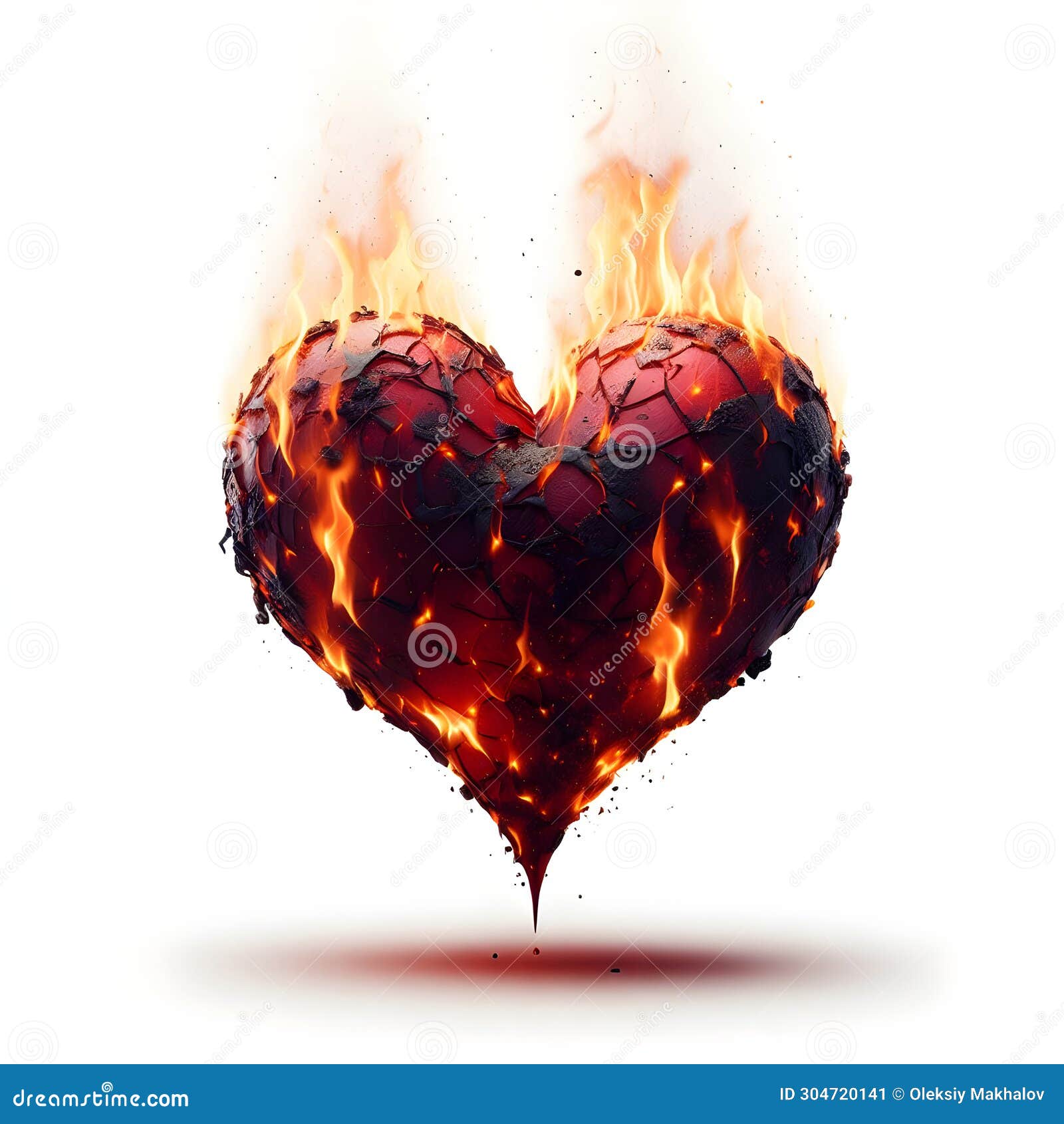 Red Burning Heart for Valentine S Day Card Decor Stock Illustration ...