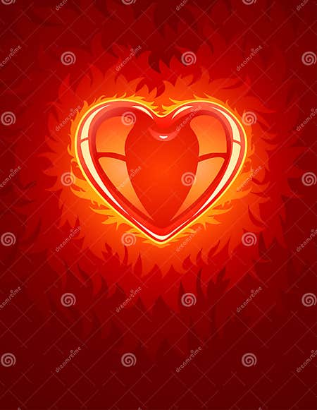 Red burning love heart stock illustration. Illustration of symbol ...