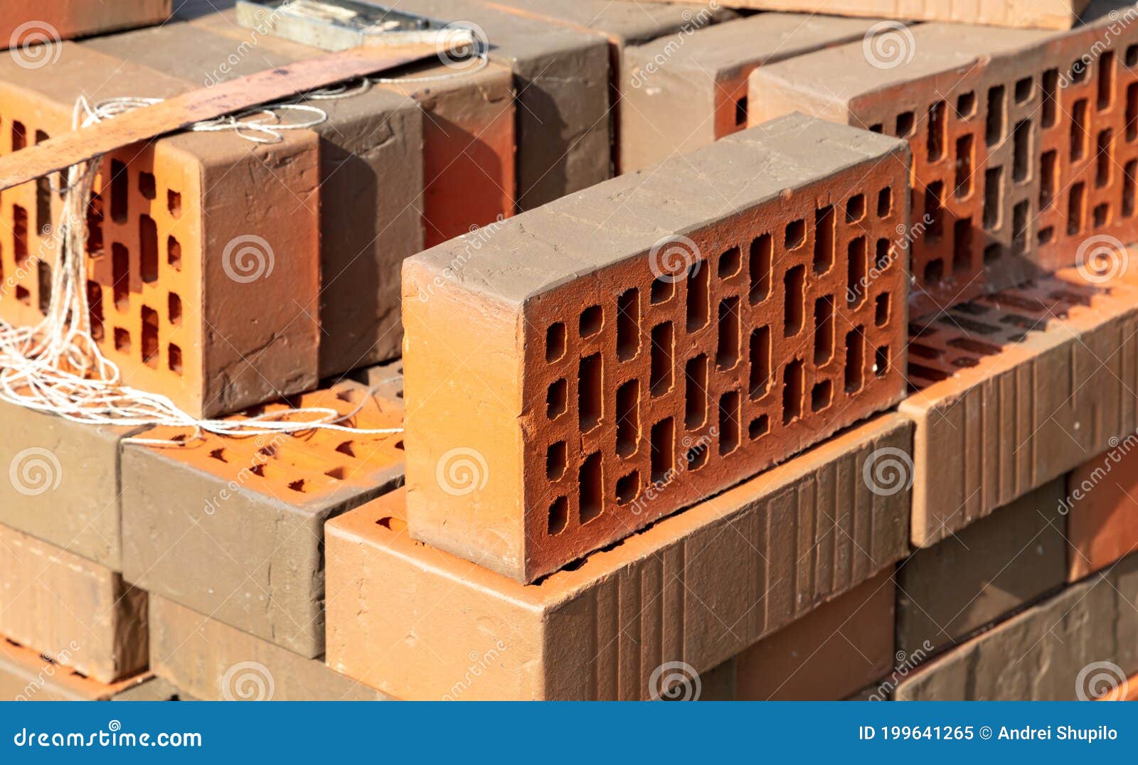 Red Burnt Brick at a House Construction Site Stock Image - Image of ...