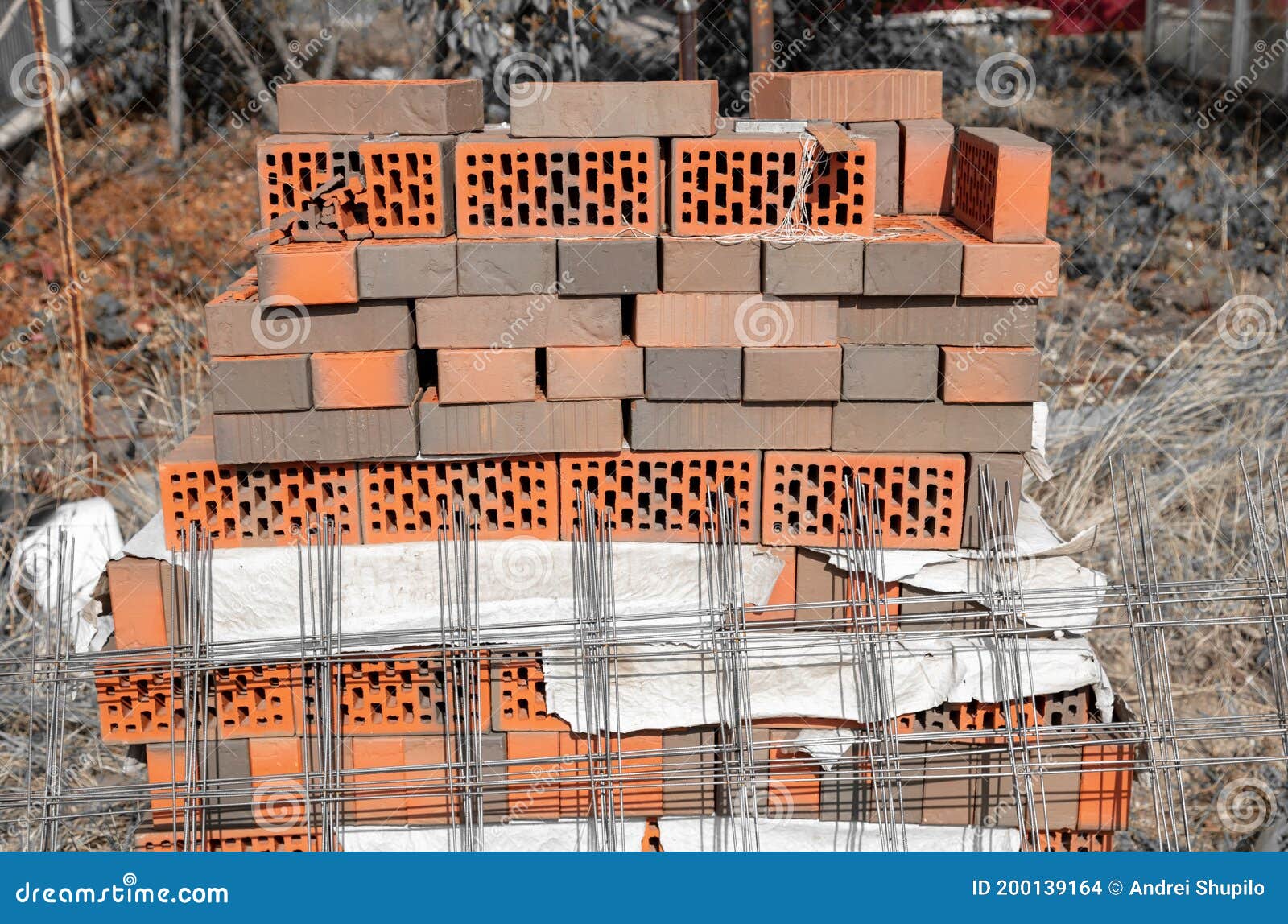 Red Burnt Brick at a House Construction Site Stock Photo - Image of ...