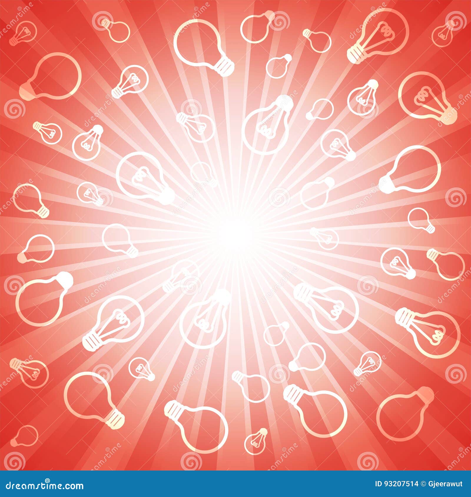 Red Burst with Variety White Light Bulb for Abstract Design Background ...