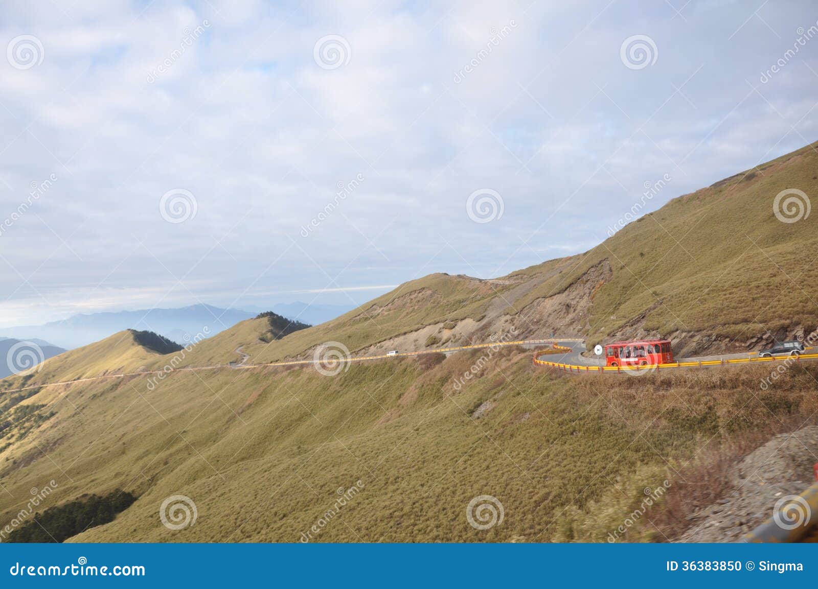 Red Bus on Cliff stock photo. Image of travel, road, highway - 36383850