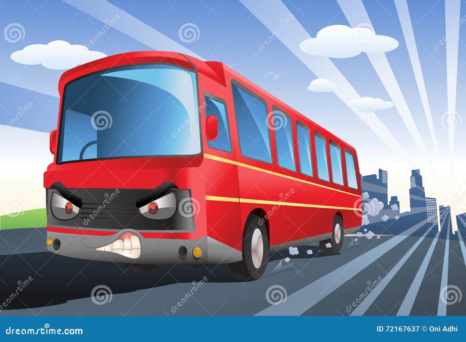 Red Bus Exceed Speed Limits Stock Illustration - Illustration of engine ...