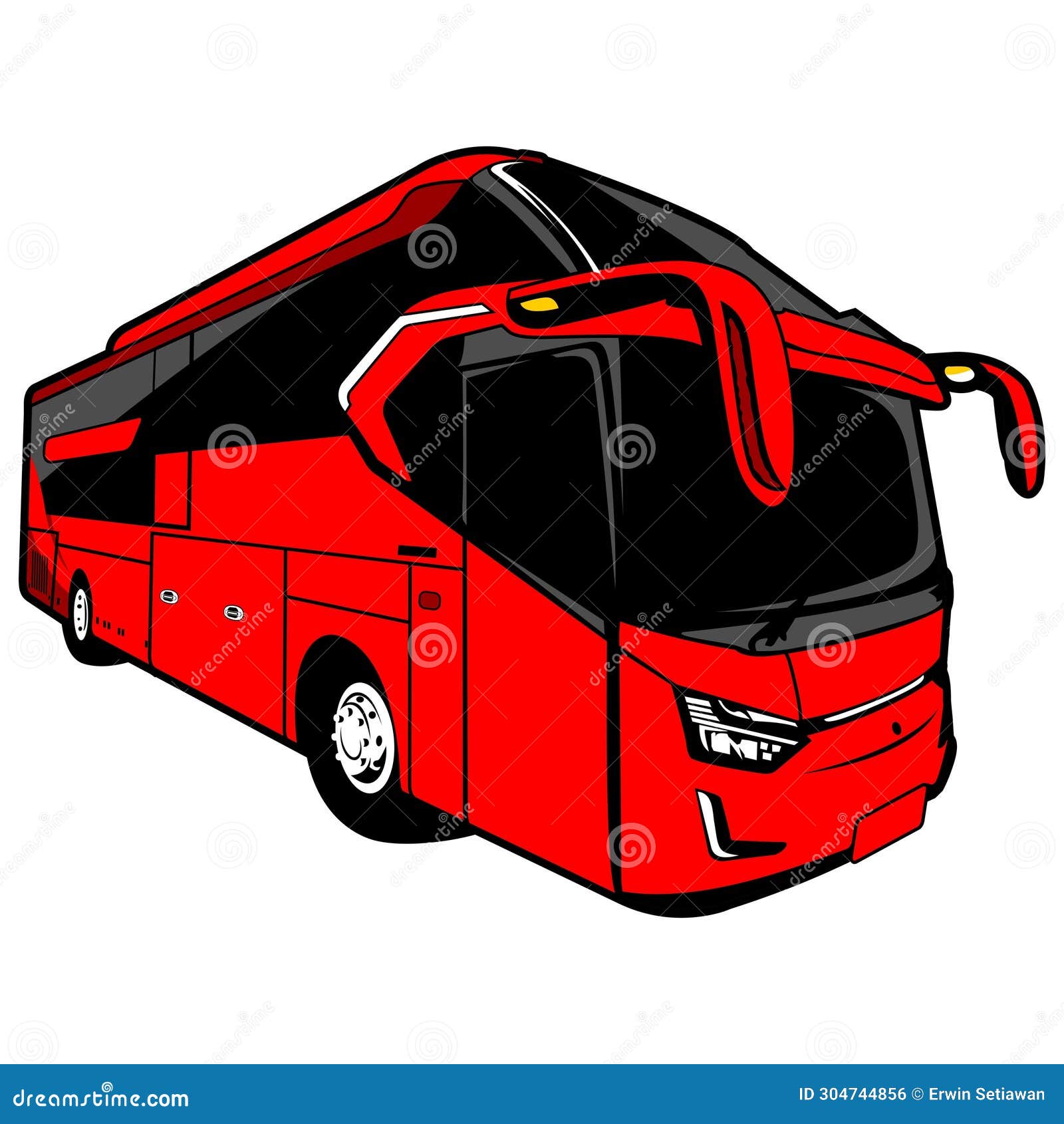 Red Bus Right Front Side View of the Vector Stock Vector - Illustration ...