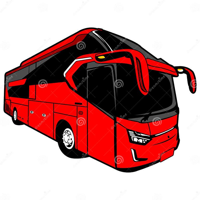 Red Bus Right Front Side View of the Vector Stock Vector - Illustration ...