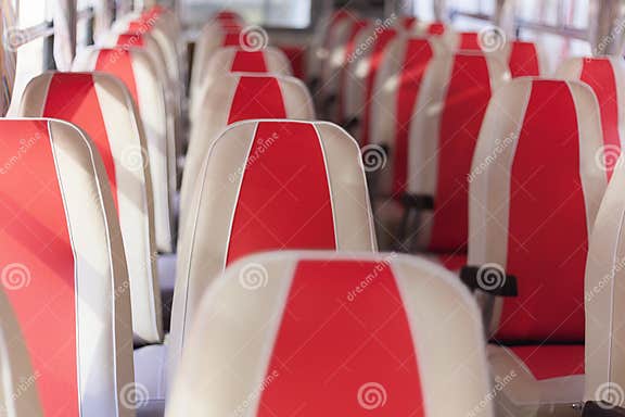 Red bus seats stock image. Image of commuting, drive - 80955805