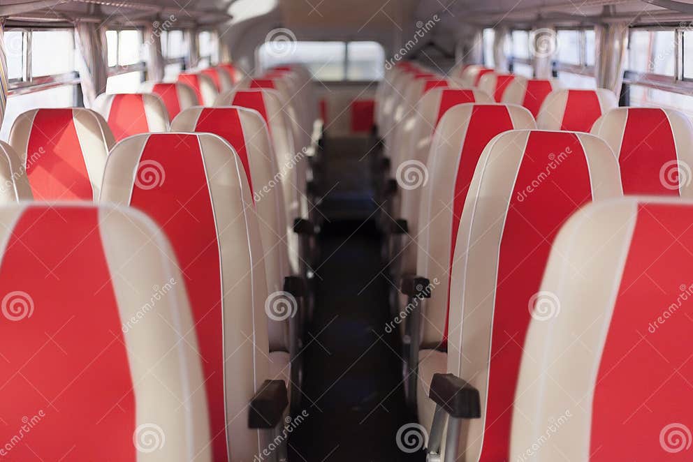 Red bus seats stock image. Image of inside, colorful - 80956033