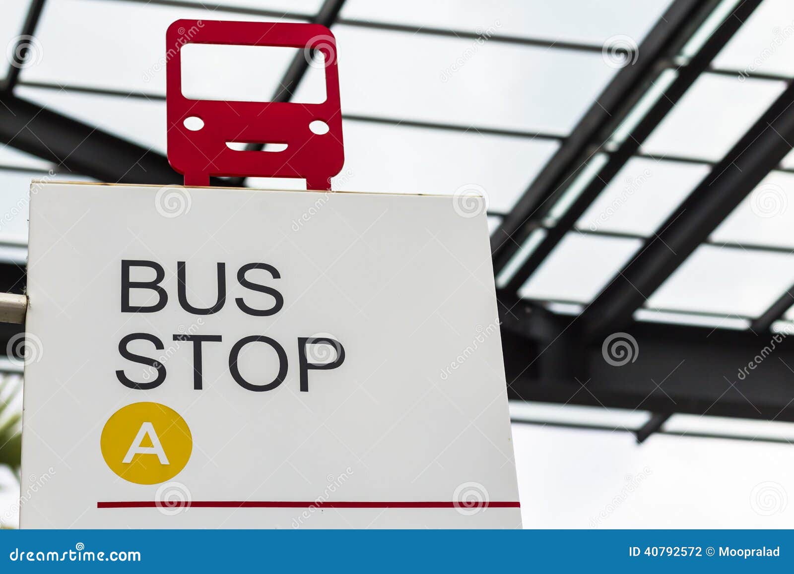 Red Bus Shape on Bus Stop Sign Stock Photo - Image of signage, stop ...