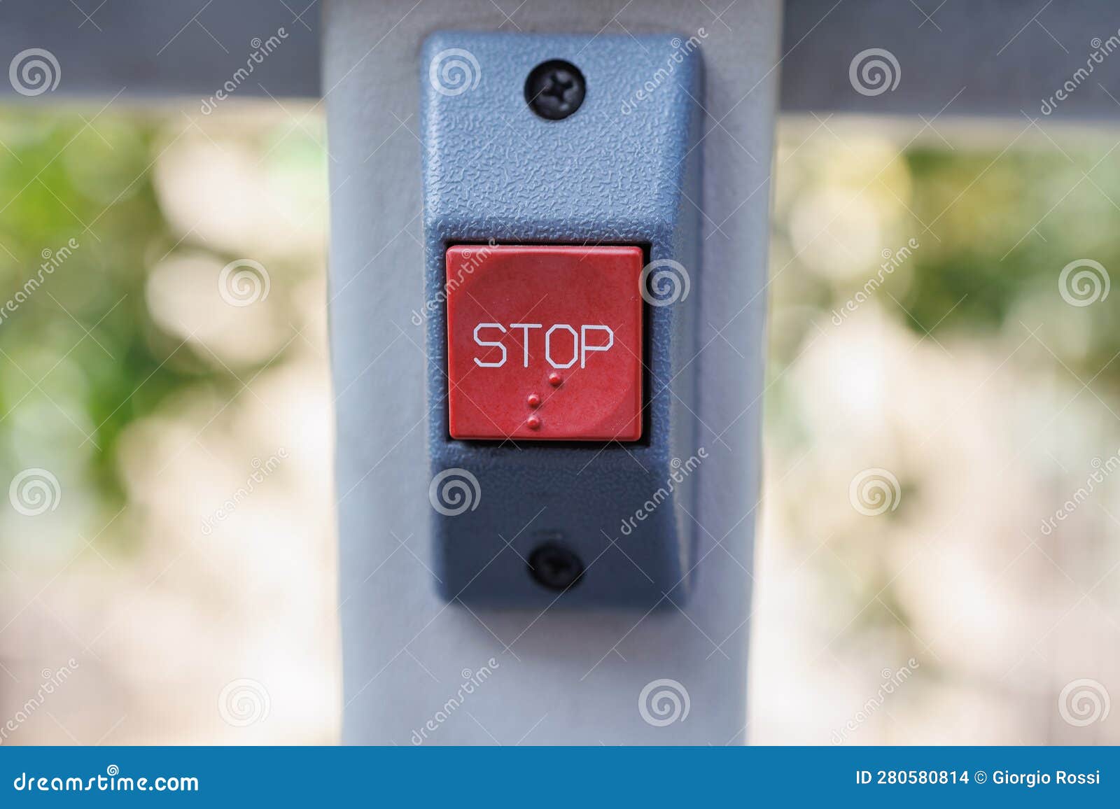 Red Bus Stop Button To Be Pressed To Reserve the Next Stop Stock Photo ...
