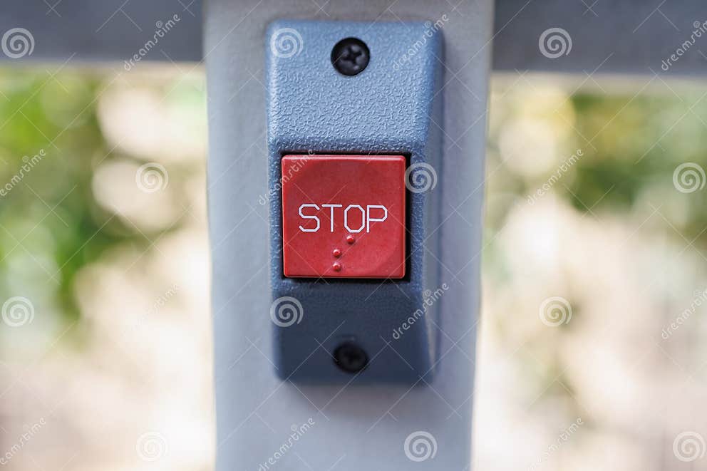 Red Bus Stop Button To Be Pressed To Reserve the Next Stop Stock Photo ...