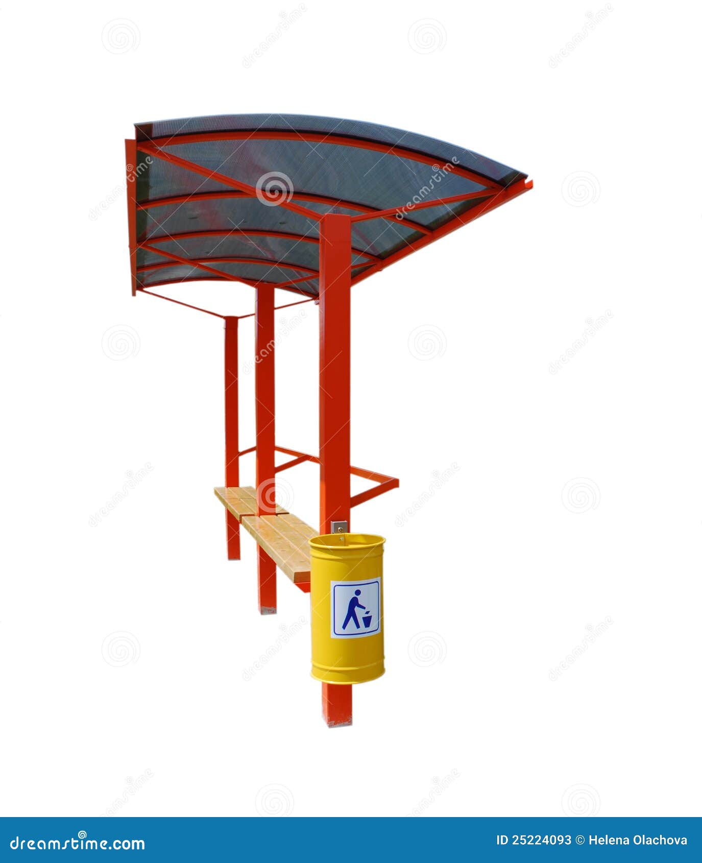 Red Bus Stop Isolated on White Background Stock Image - Image of space ...
