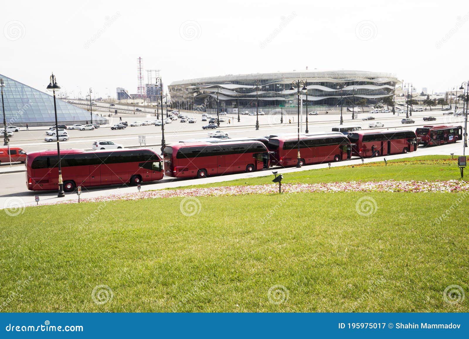 Red Buses are at the City Bus Stop Stock Image - Image of passenger ...