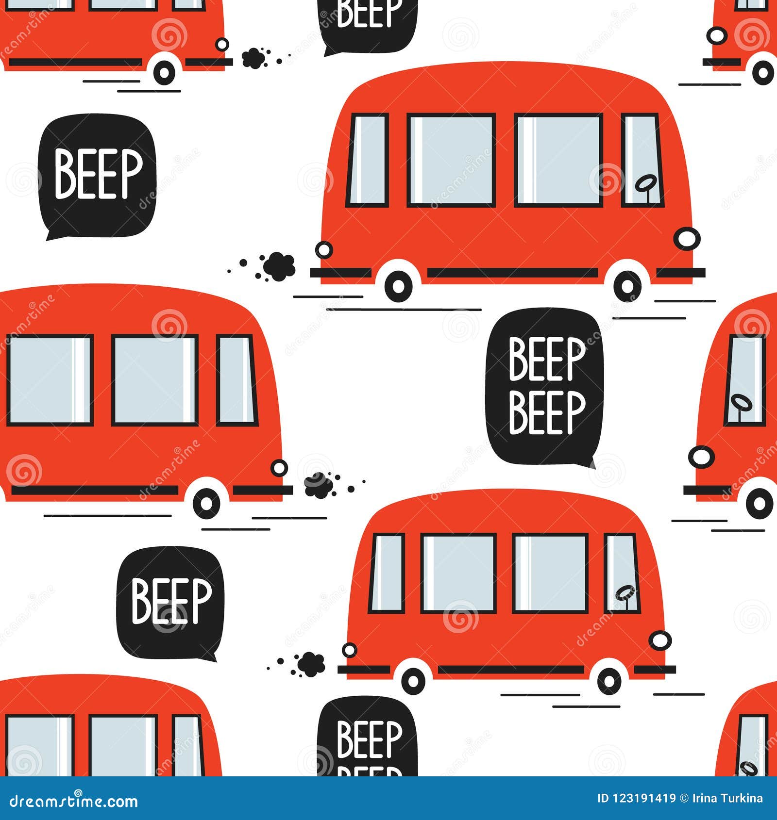 Red Buses, Seamless Pattern Stock Vector - Illustration of children ...