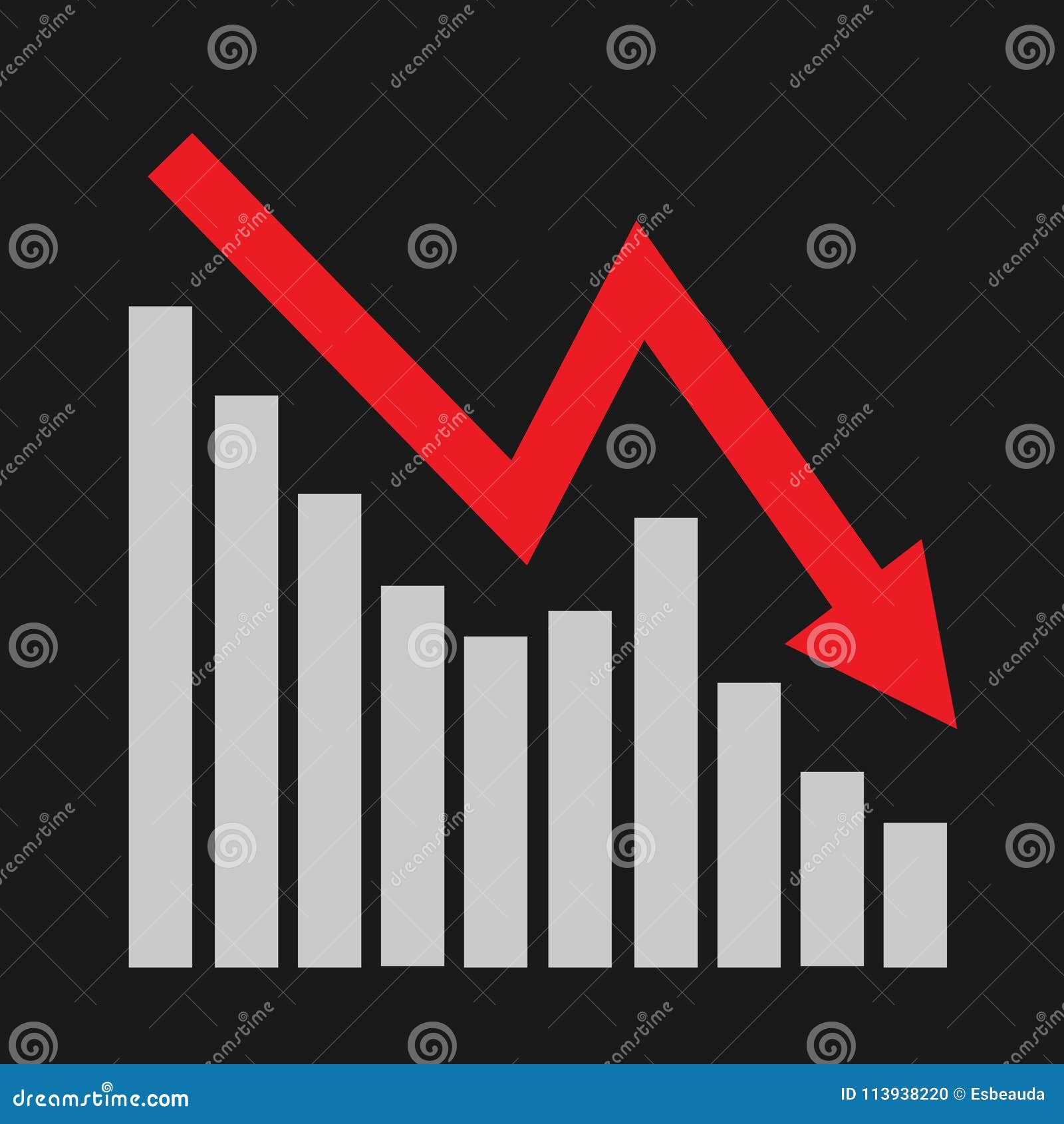 Red Business Arrow Going Down Stock Vector - Illustration of diagram ...