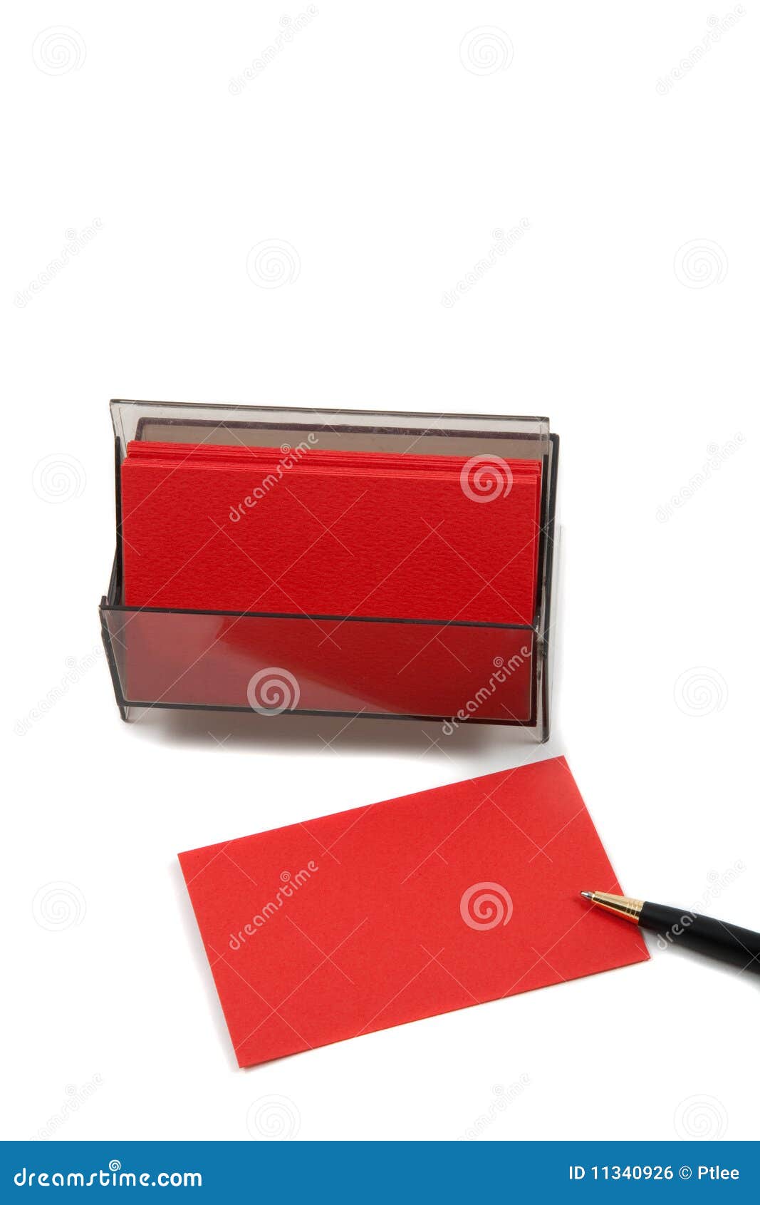 Red Business (blank) Card on White with Pen. Stock Photo - Image of ...