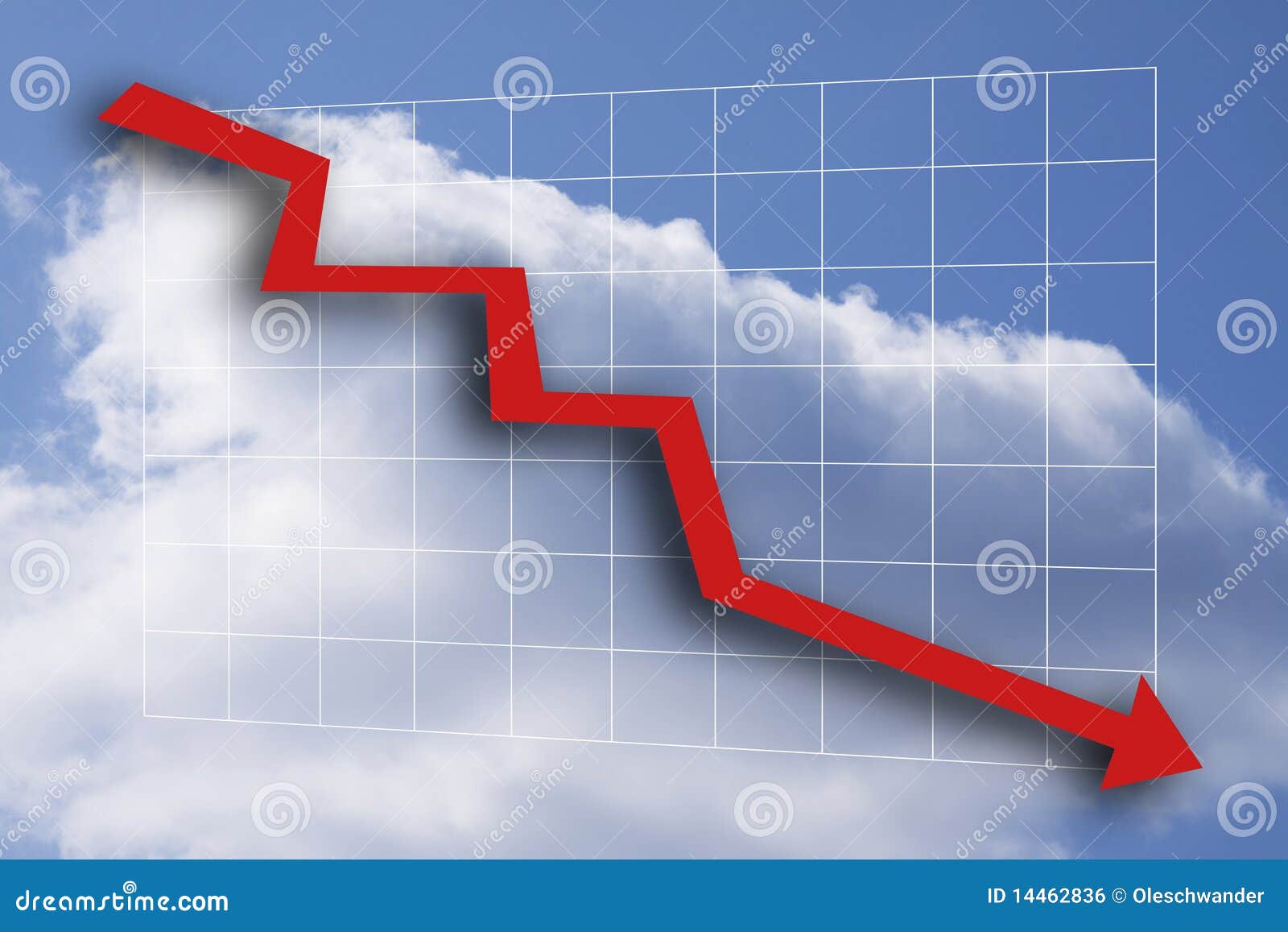 Red Business Graph Pointing Down Stock Illustration - Illustration of ...