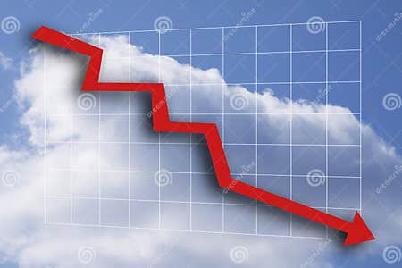 Red Business Graph Pointing Down Stock Illustration - Illustration of ...