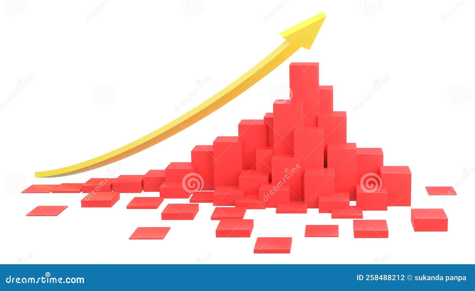 Red Business Graph with Up Arrow.,3d Model and Illustration Stock ...