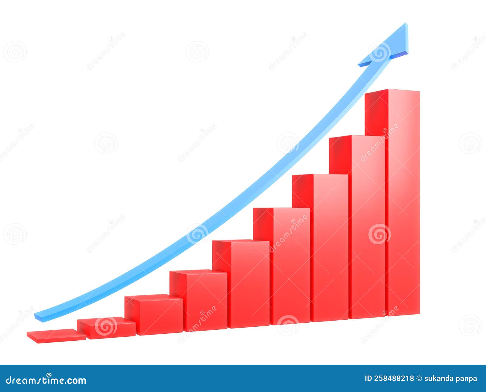 Red Business Graph with Up Arrow.,3d Model and Illustration Stock ...