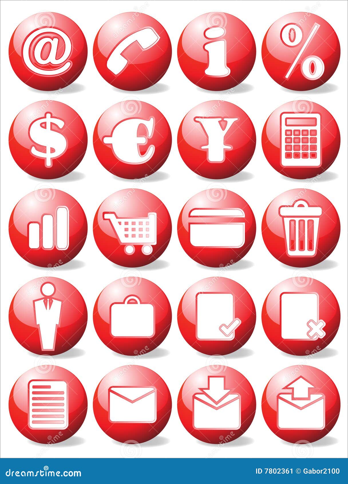 Red Business Icons Picture. Image: 7802361