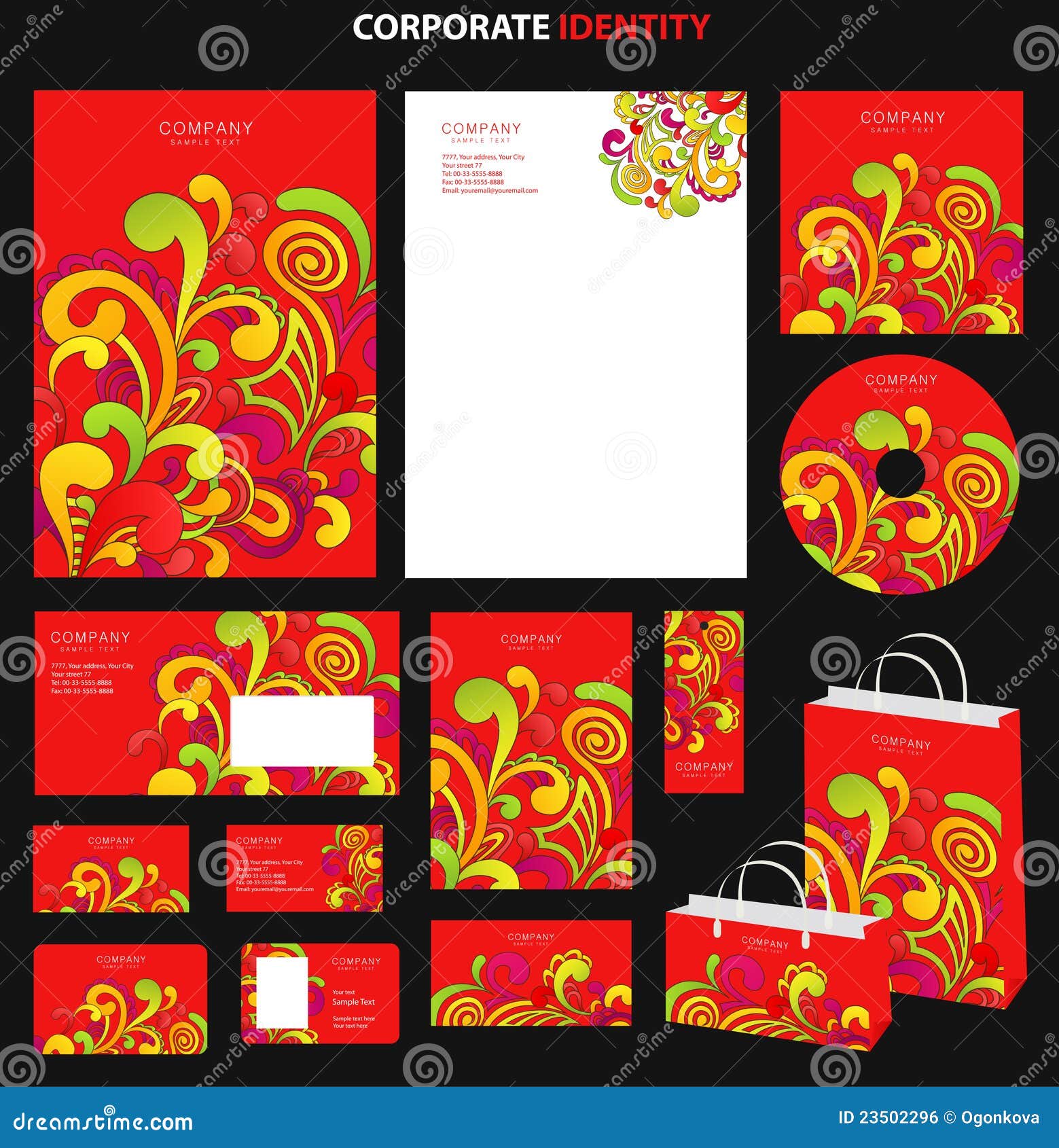 Red Business Style Templates with Abstract Pattern Stock Vector ...