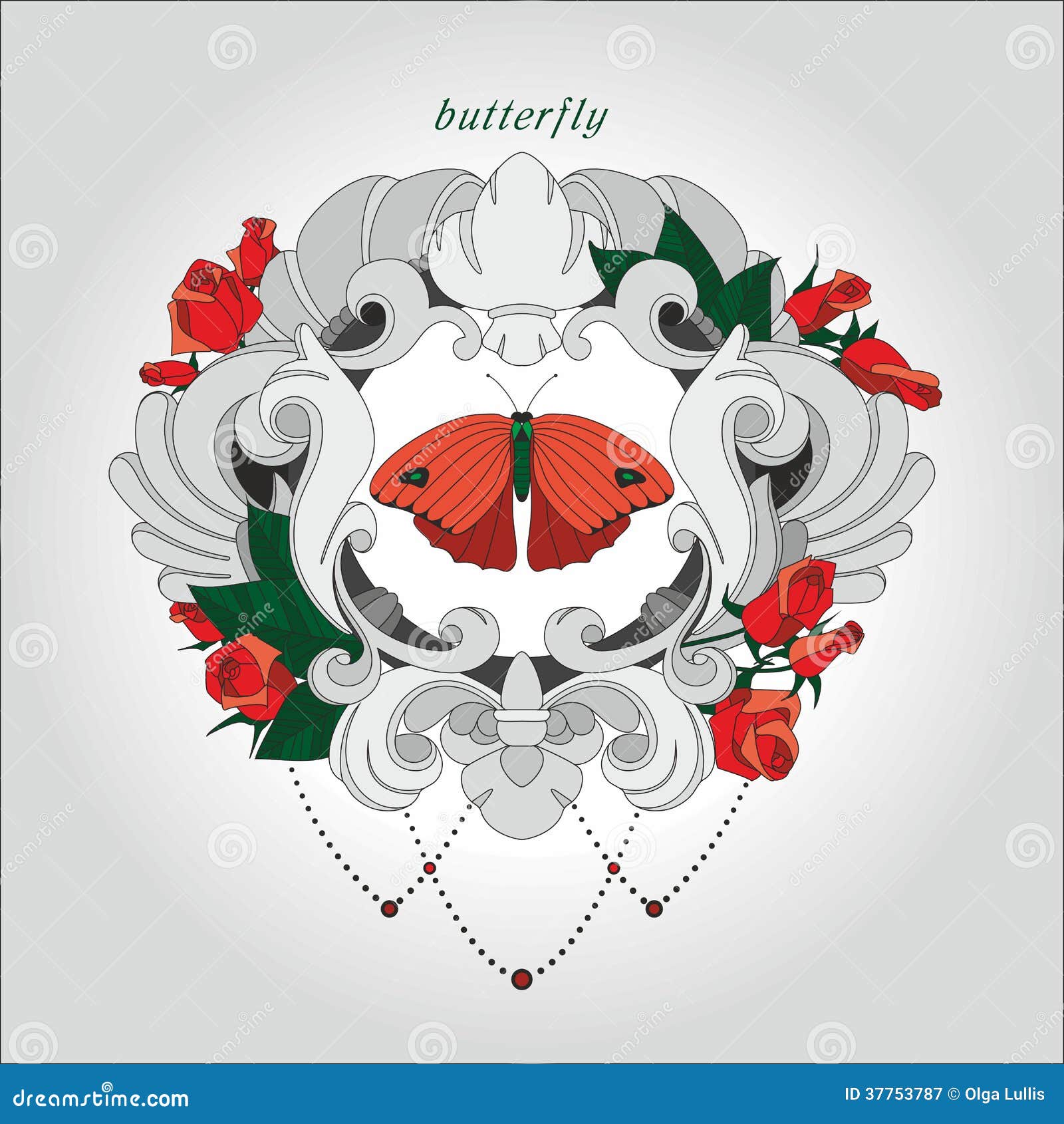 Red butterfly stock vector. Illustration of frame, imagery - 37753787
