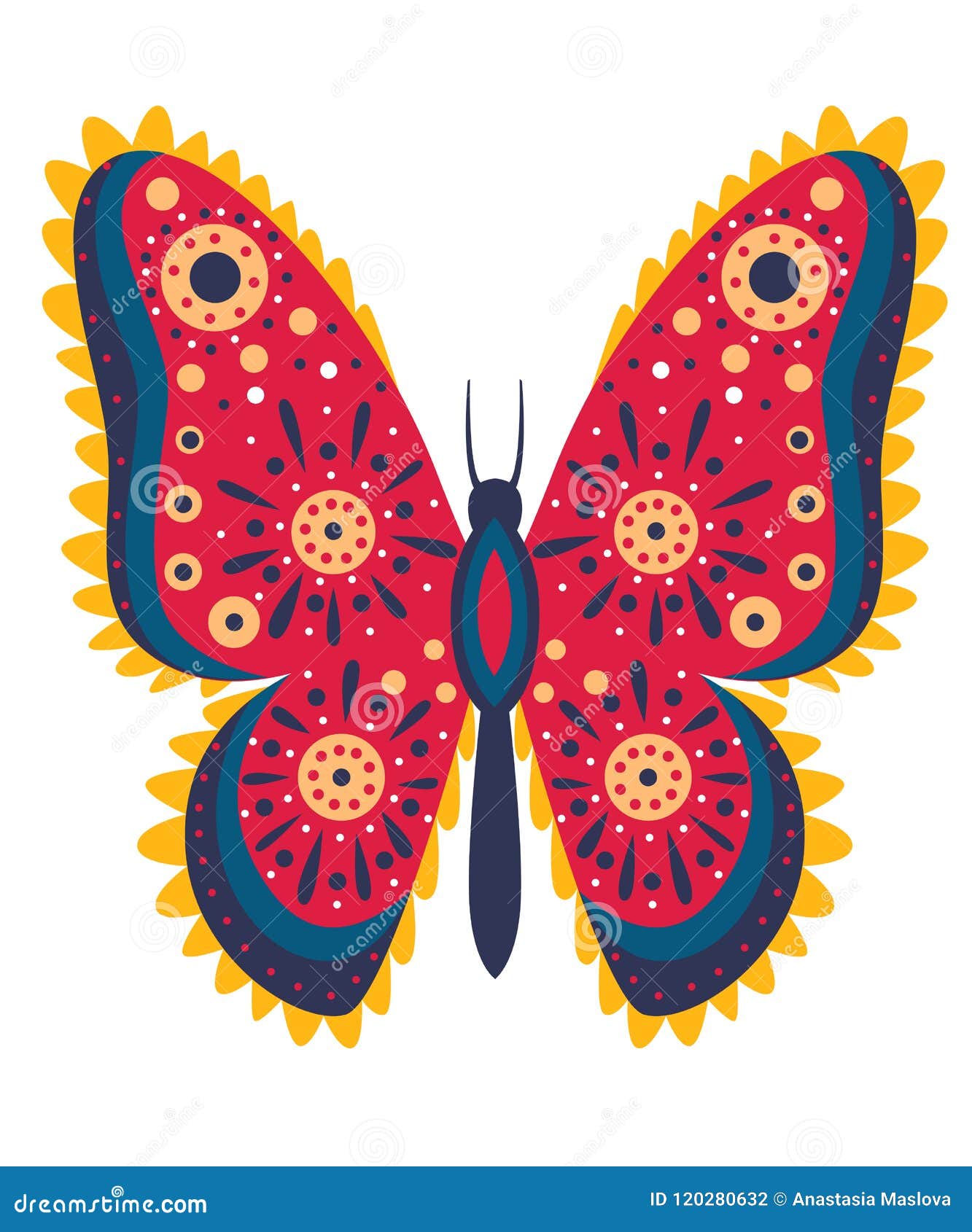 Red Butterfly with Abstract Pattern. Vector Illustration Isolated on ...