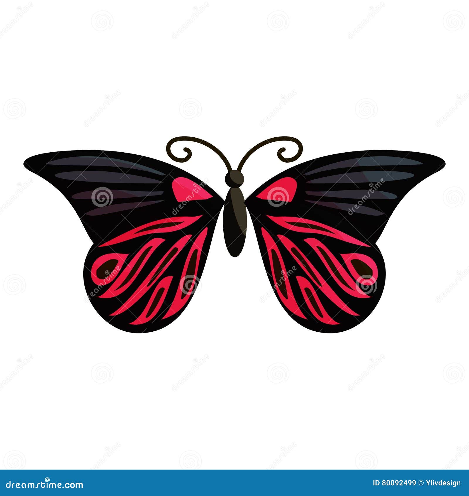 Red Butterfly Icon, Cartoon Style Stock Vector - Illustration of ...
