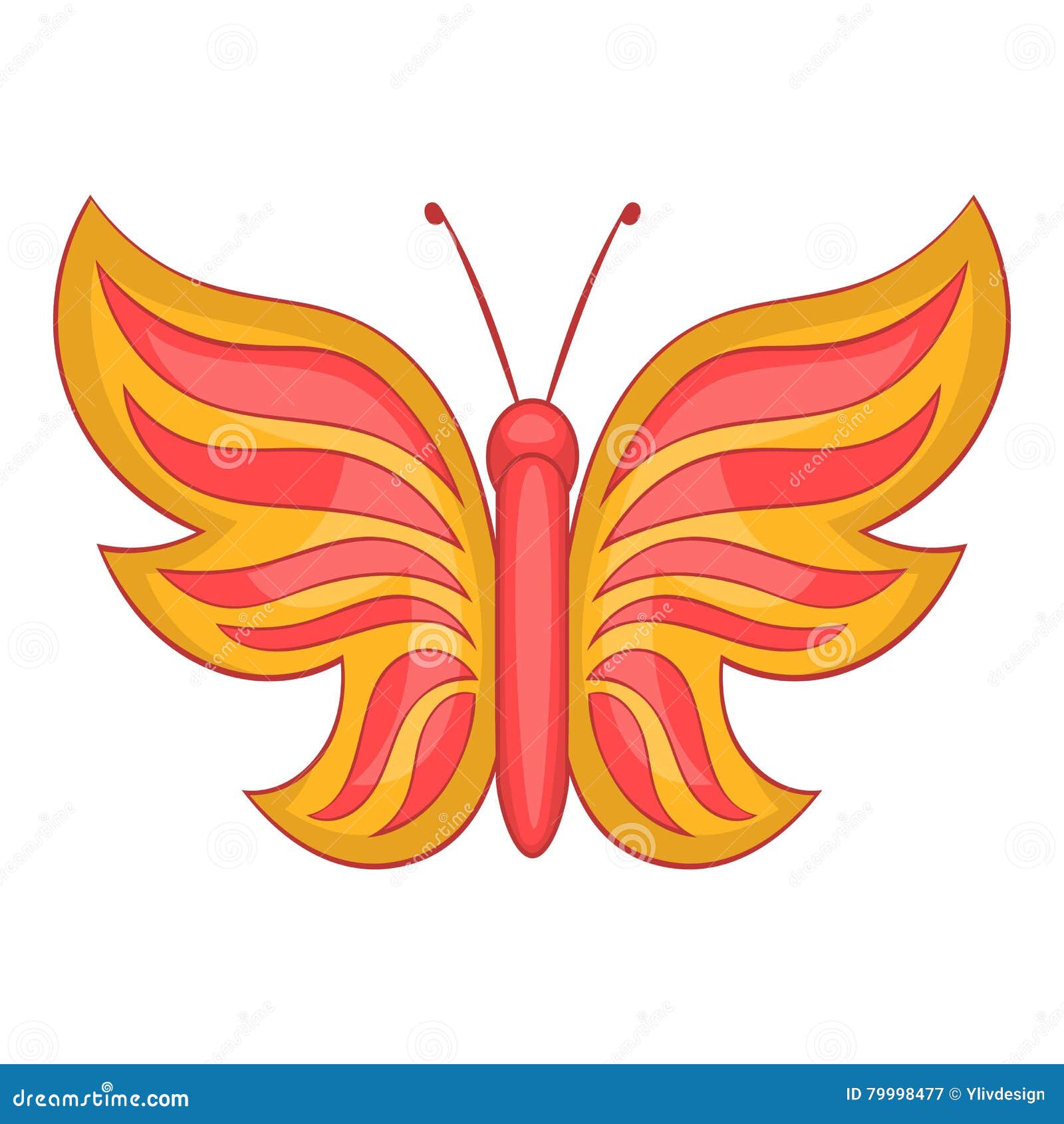 Red Butterfly Icon, Cartoon Style Stock Vector - Illustration of ...
