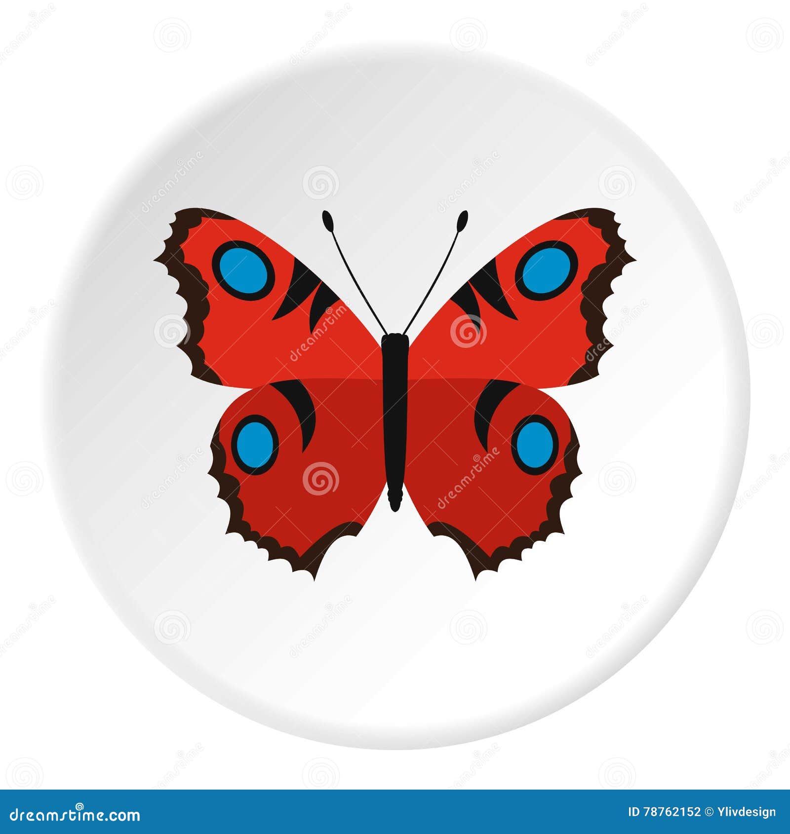 Red Butterfly Icon, Flat Style Stock Vector - Illustration of monarch ...