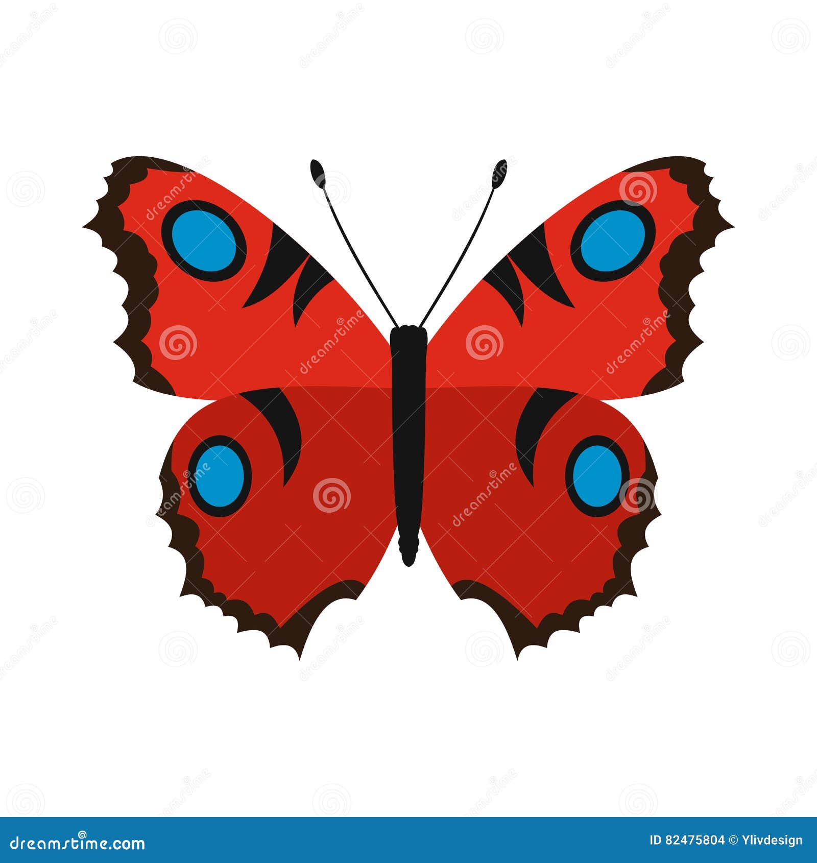 Red Butterfly Icon in Flat Style Stock Vector - Illustration of biology ...