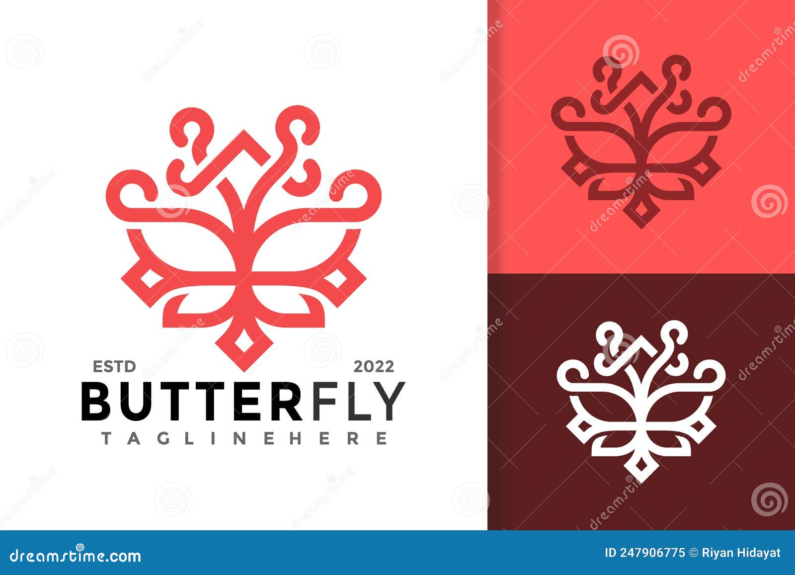 Red Butterfly Line Logo Design Vector Template Stock Vector ...
