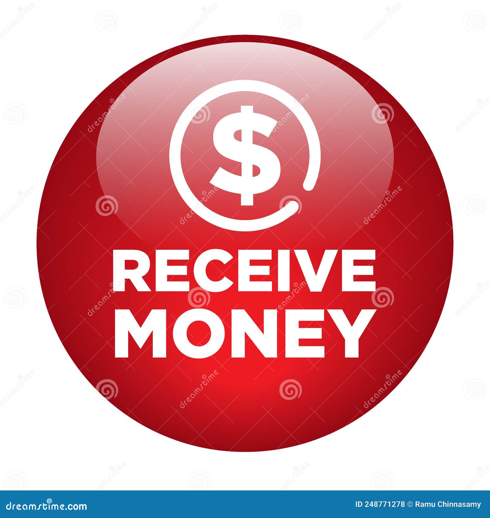 Receive Money Icon Button on White Stock Illustration - Illustration of ...