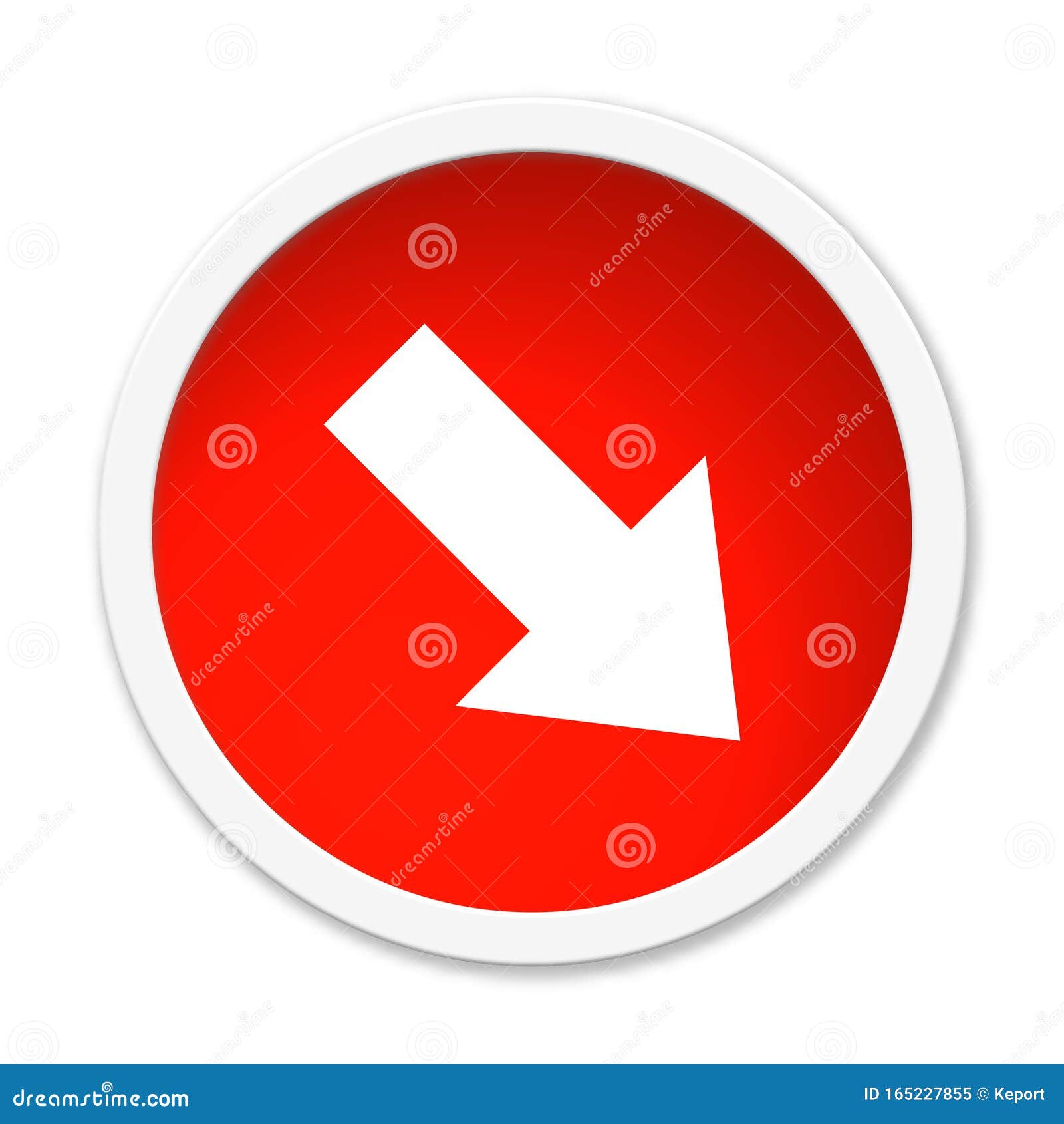 Red Button with Arrow Showing Down Stock Illustration - Illustration of ...