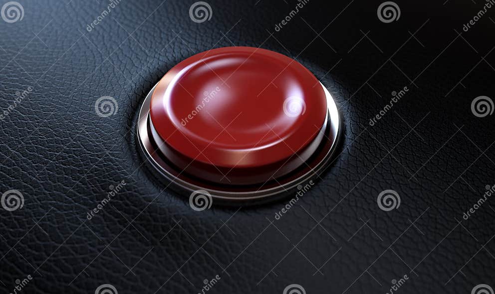 Red Button on Black Leather Stock Illustration - Illustration of ...