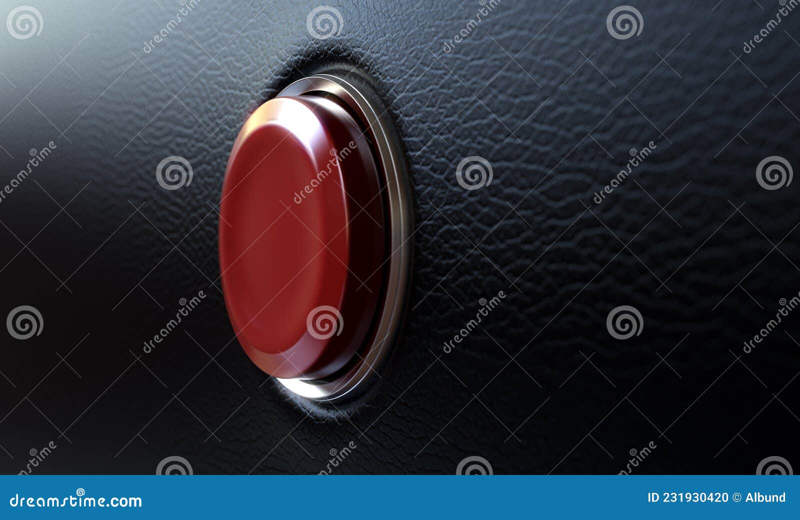 Red Button on Black Leather Stock Illustration - Illustration of launch ...