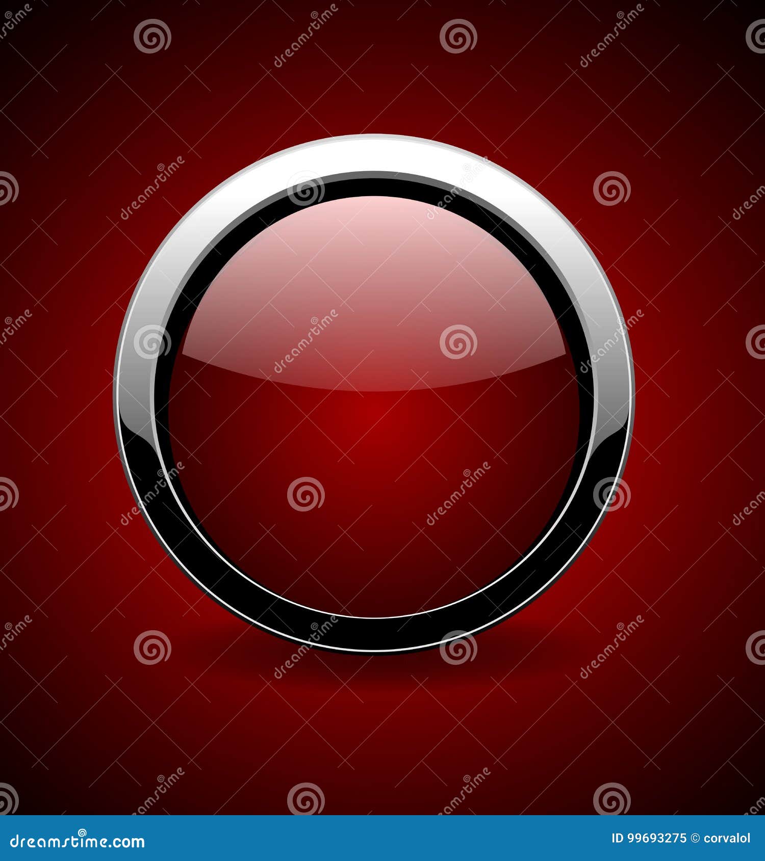 Red Button Chrome Metallic, Vector Illustration. Stock Vector ...