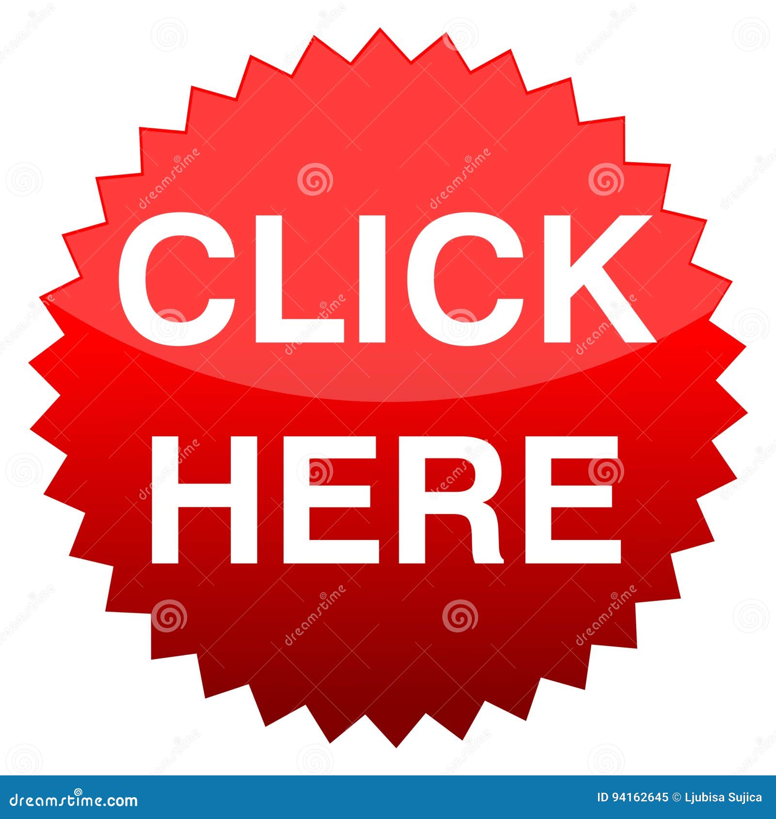 Red button click here stock vector. Illustration of notice - 94162645