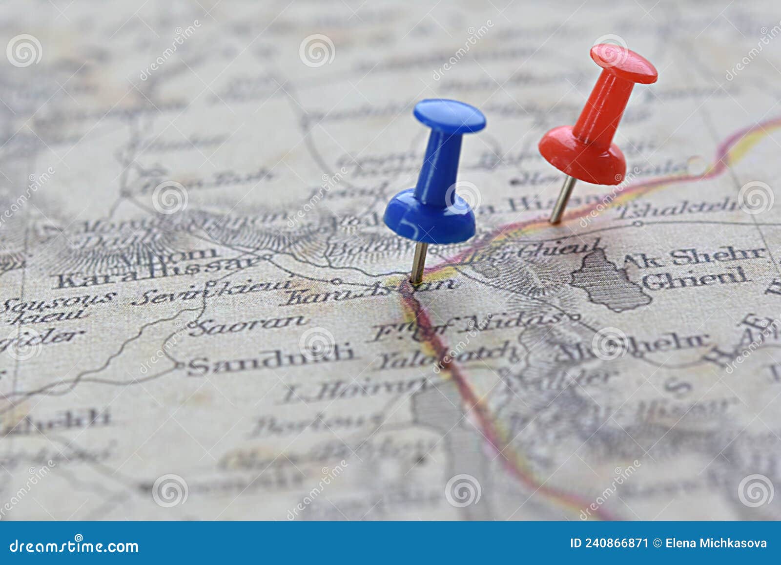 Red Button Close-up on Map with Shallow Depth of Field Stock Image ...