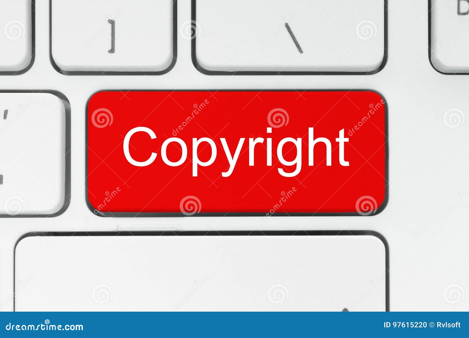 Red Button with Copyright Word on the Keyboard Stock Photo - Image of ...