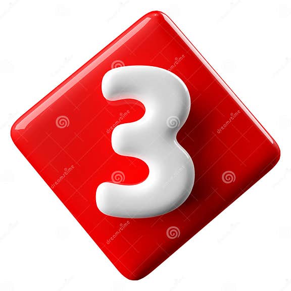 Red Button 3D Number 3 stock illustration. Illustration of millennium ...