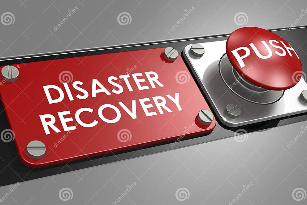 Red Button with Disaster Recovery Banner on the Side Stock Illustration ...