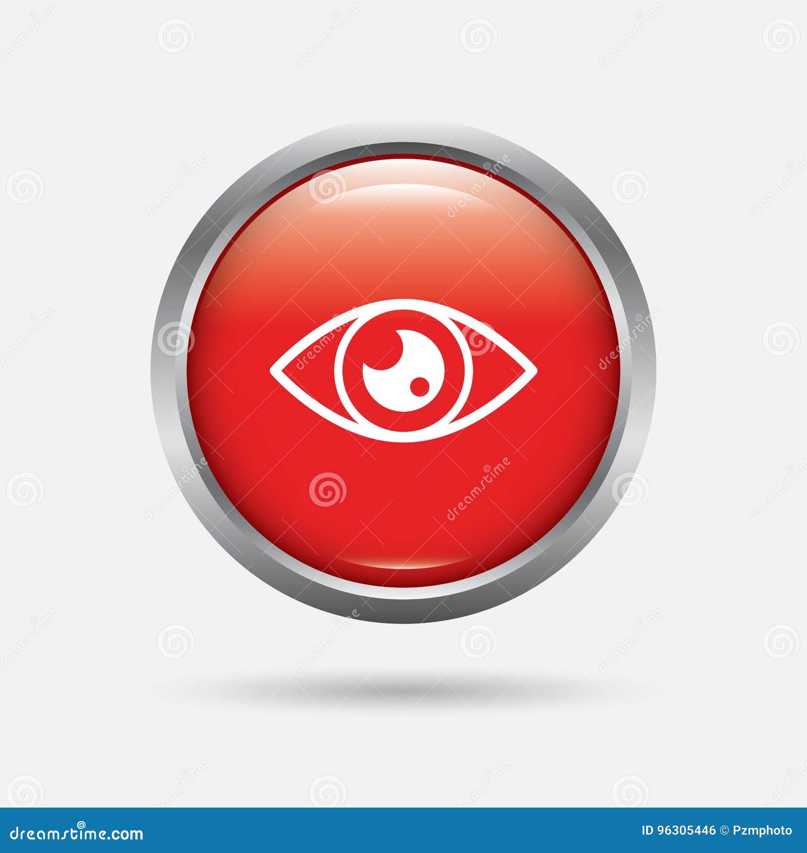Red Button with Eye Icon Vector Illustration Stock Vector ...
