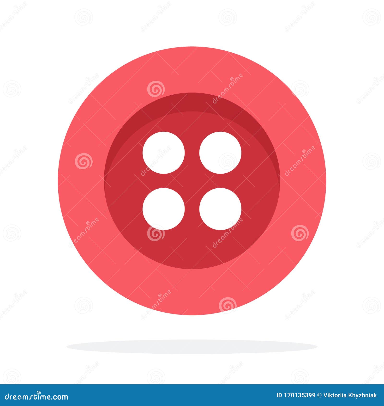Red Button with Four Holes Vector Flat Isolated Stock Vector ...