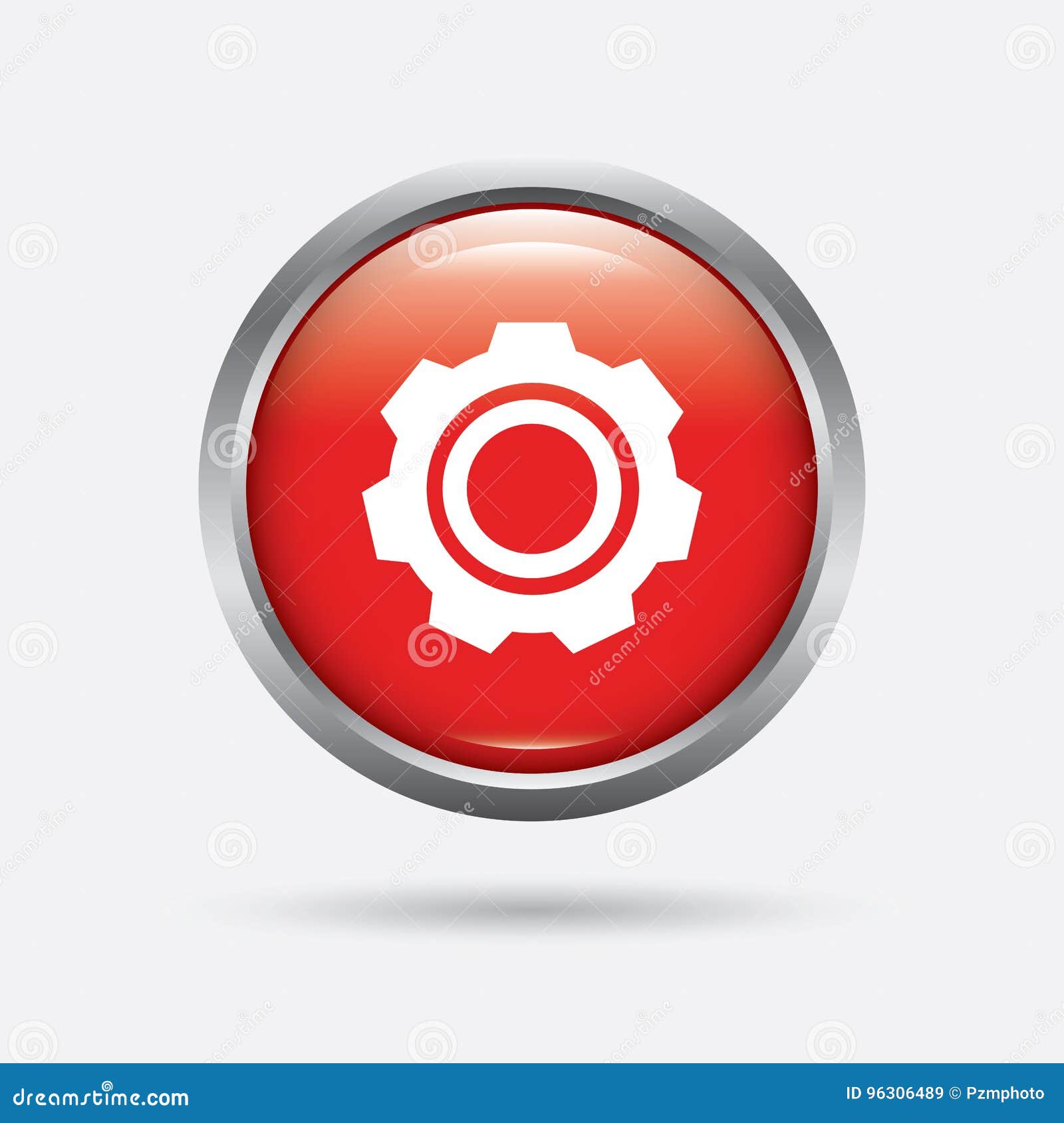 Red Button with Gear Icon Vector Illustration Stock Vector ...